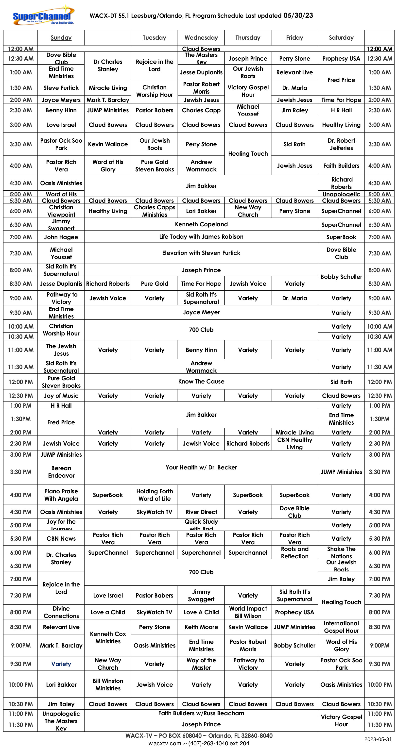 Program Schedule
